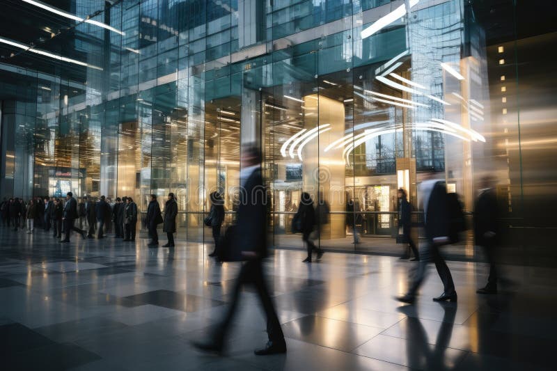 Business People Walking in the Building. Motion Blur Stock Photo ...