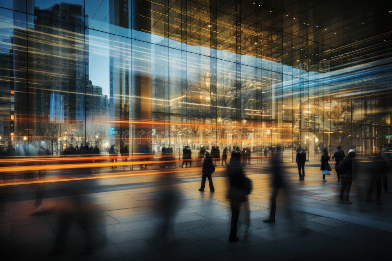 Business People Walking in the Building. Motion Blur Stock Illustration ...