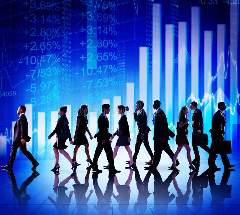 Business People Walking Financial Figures Concepts Stock Image - Image ...