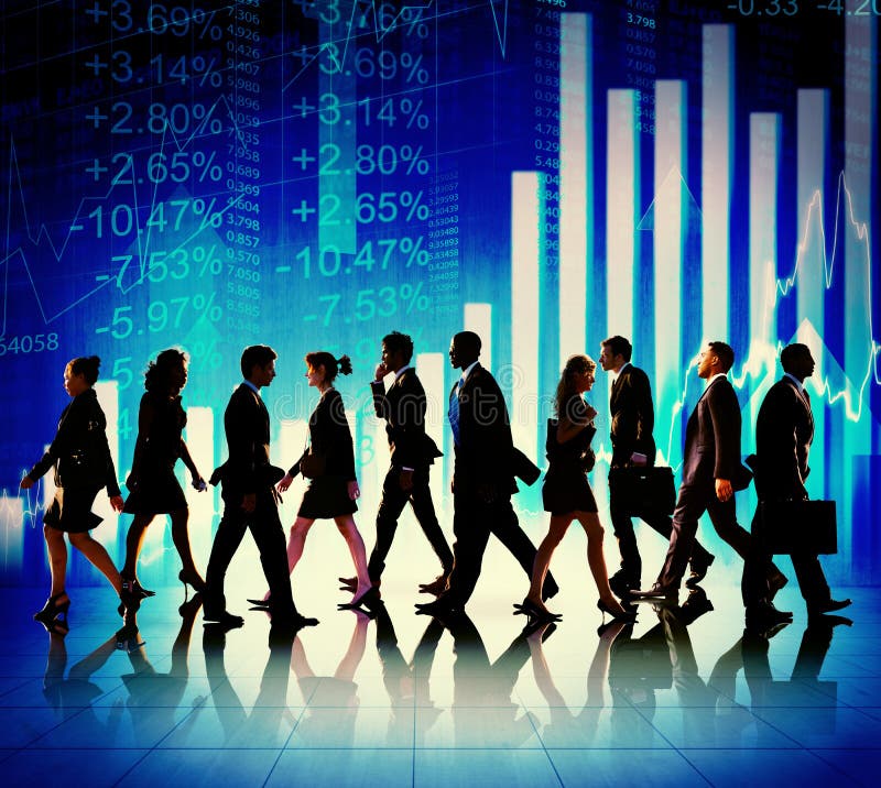 Business People Walking Financial Figures Concepts Stock Image - Image ...