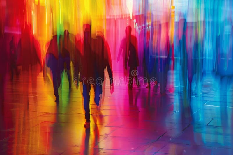 Business People Walking in Modern City with Abstract Lights Effect ...