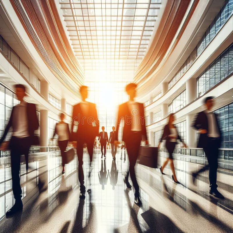 Business People Walking through an Office Building, Blur Effect Stock ...