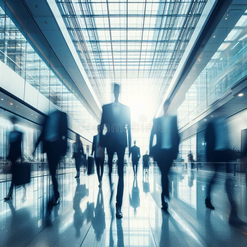 Business People Walking through an Office Building, Blur Effect Stock ...