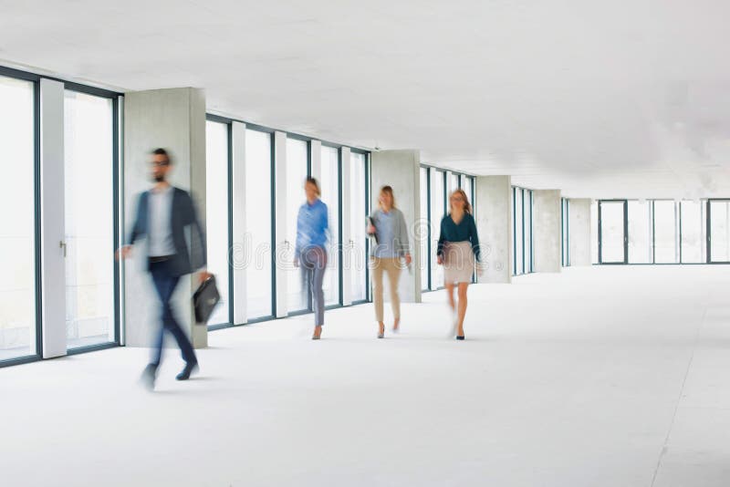 Business People Walking in Office Hall Stock Image - Image of corridor ...