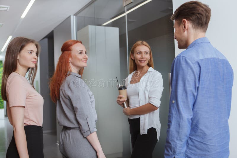 Businessteam Talking at Work Stock Image - Image of communicaton ...