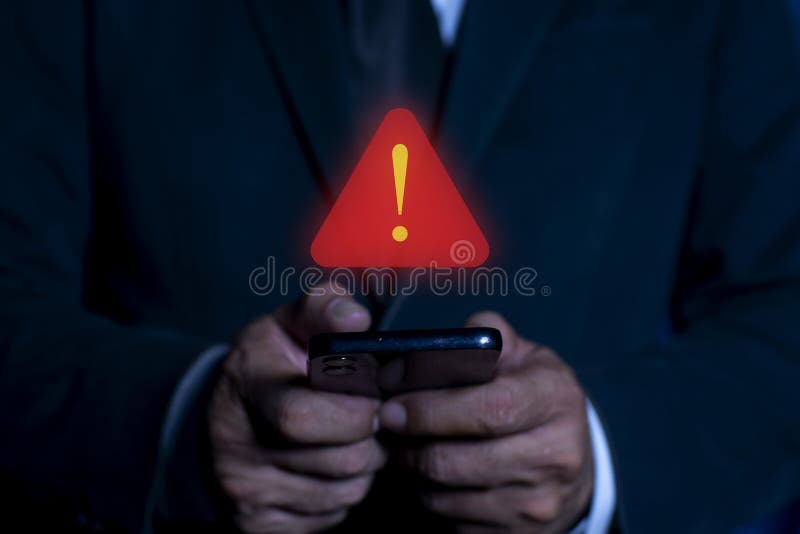 Business People with Warning Notification and Spam Message Icon on ...