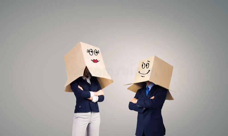 People with boxes on head stock image. Image of career - 46228265