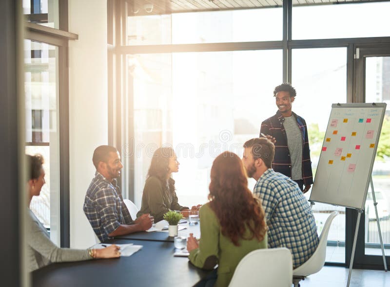 Business People, Whiteboard and Sticky Note for Brainstorming ...