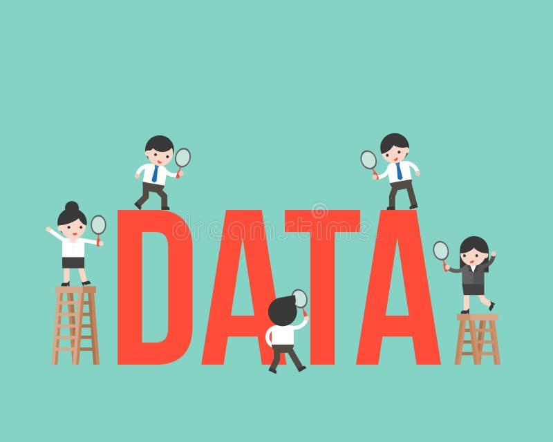 Business People with Word Data, Data Analysis Concept Stock Vector ...