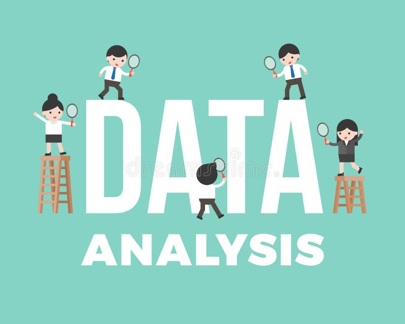 Business People with Word Data, Data Analysis Concept Stock Vector ...