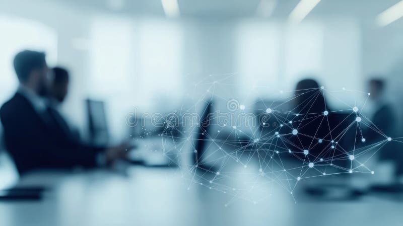 Business People Work in Smart Office. Network Communication Connects ...