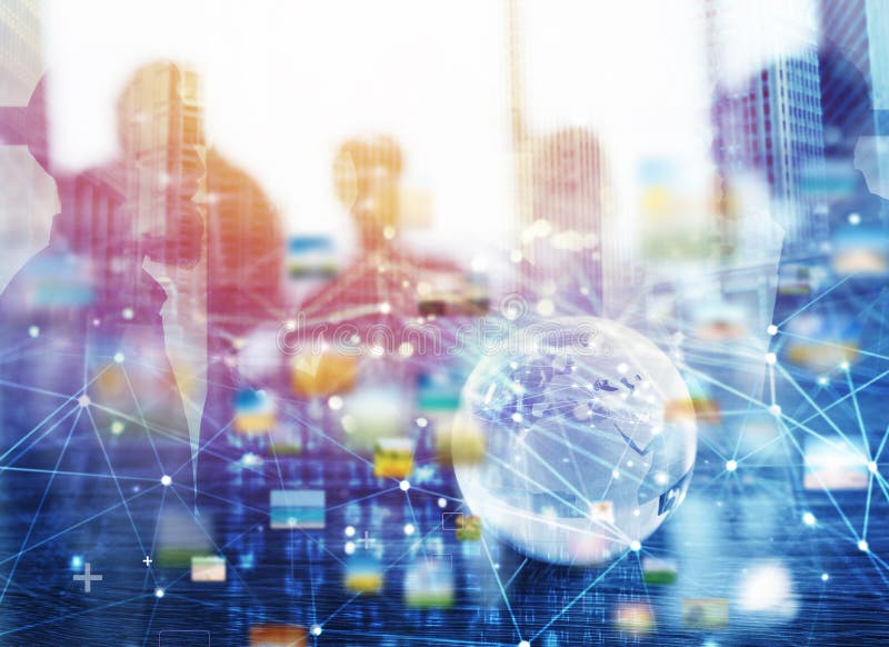 Businessmen that Work Together in Office with Global Network Connection ...