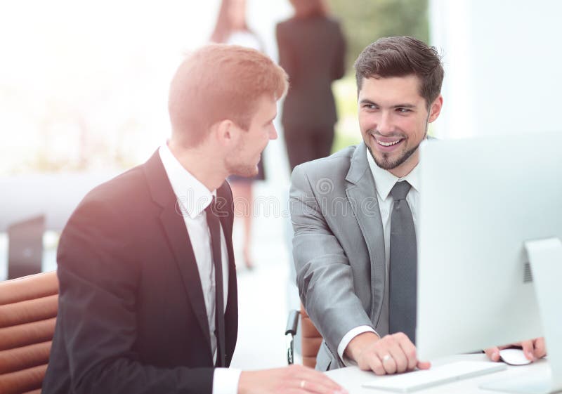 Two Successful Business Men Discussing Documents in a Modern Off Stock ...