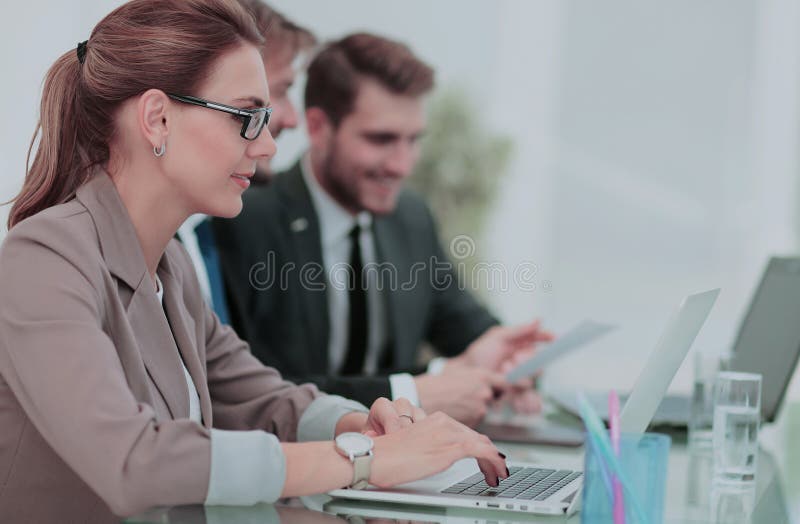 Business People Working Around Table in Modern Office Stock Image ...