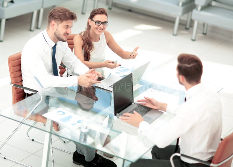 Business People Working Around Table in Modern Office Stock Image ...