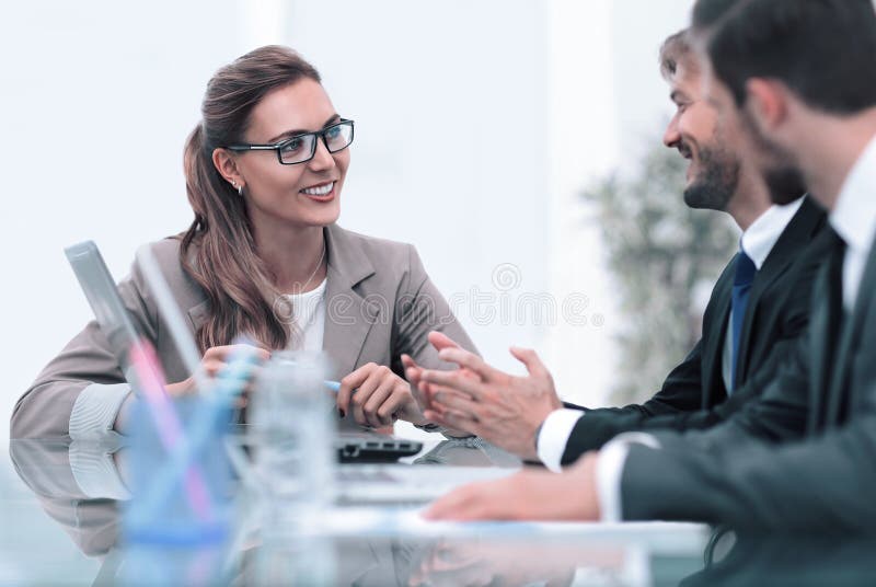 Business People Working Around Table in Modern Office Stock Image ...