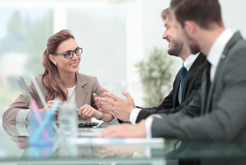 Business People Working Around Table in Modern Office Stock Image ...