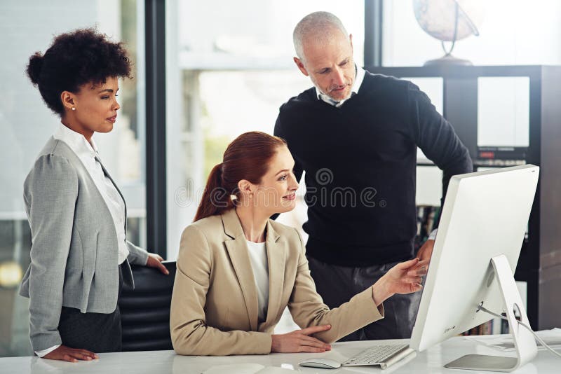 Business People, Working or Collaboration with Computer in Office for ...