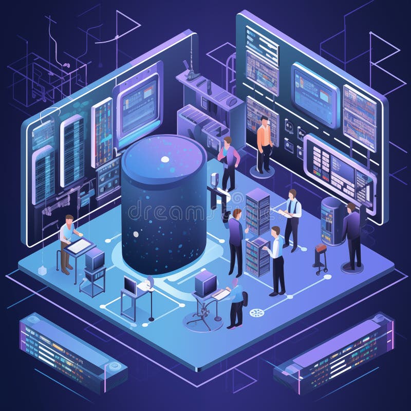 Business People Working and Communicating in Server Room Stock ...