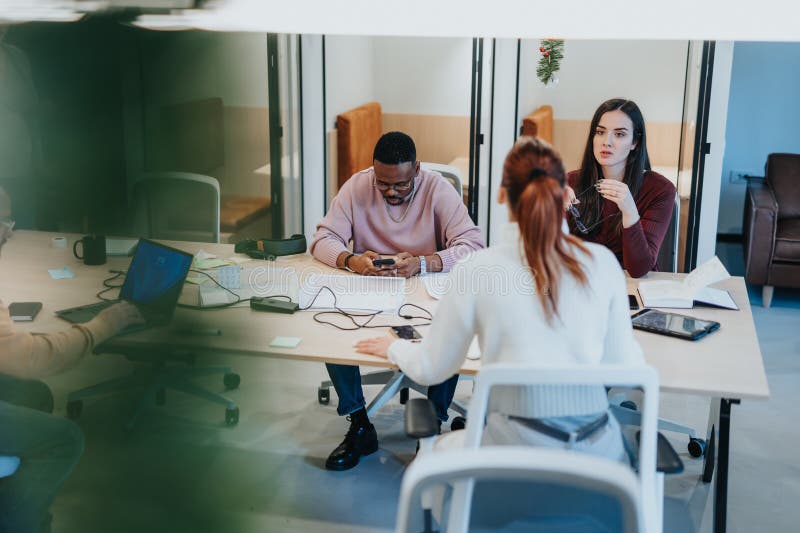 Business People Working on Completion of a Project, Demonstrating ...