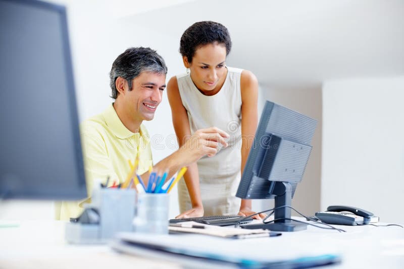 Business People Working on Computer. Casually Dressed Business Man ...