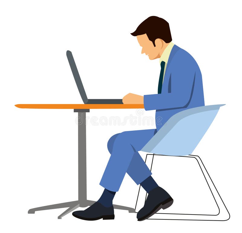 Business People Working with Computer at Desk Stock Vector ...