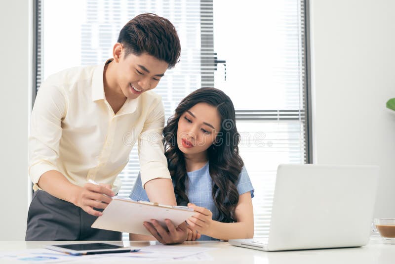 Business People Working with Computer and Doing Some Paperwork W Stock ...