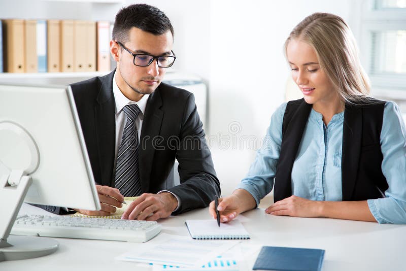 Business People Working with Computer Stock Image - Image of friendship ...