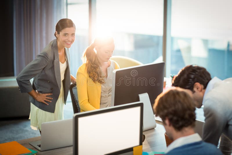Business People Working on Computer Stock Image - Image of looking ...
