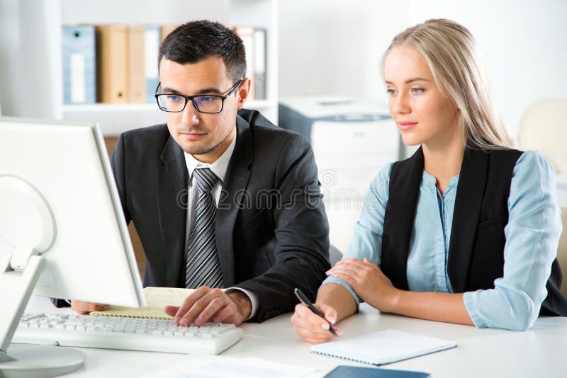 Business People Working with Computer Stock Image - Image of employee ...
