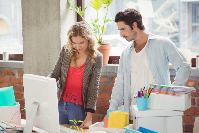 Business People Working on Computer in Office Stock Photo - Image of ...