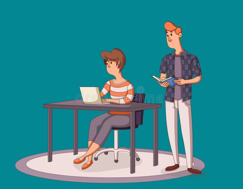 Business People Working with Computer. Office Workspace with Desks ...