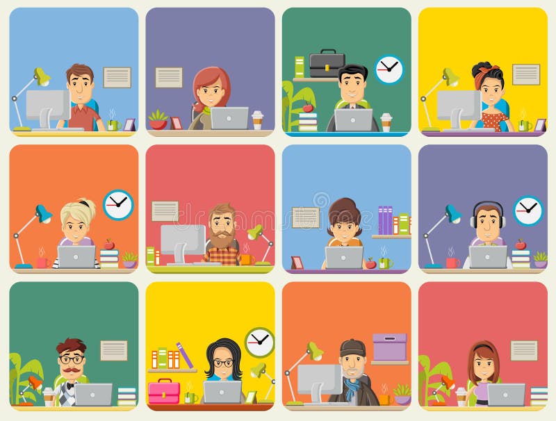 People Working Computer Stock Illustrations – 25,596 People Working ...