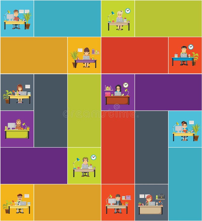 Business People Working with Computer. Stock Vector - Illustration of ...