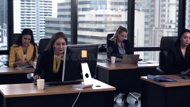 Business People Working with Desktop Computer in Office. Stock Footage ...