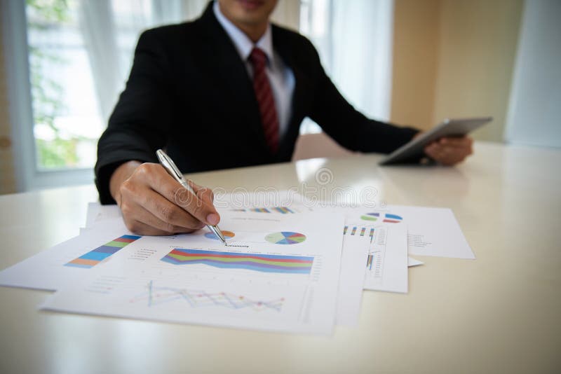 Business People Working with Document Chart Paper Checking Stock Image ...