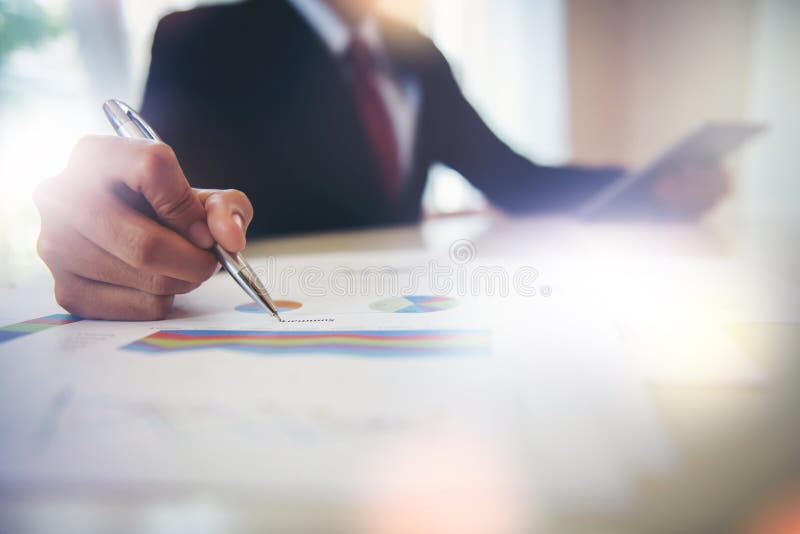 Business People Working with Document Chart Paper Checking Stock Photo ...