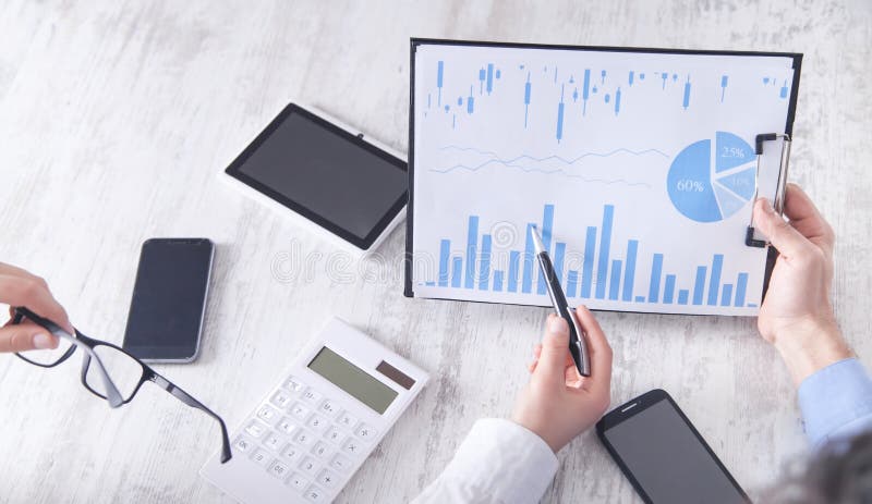 Business People Working in Financial Graphs. Investment Stock Photo ...