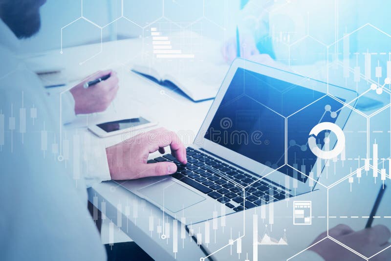 Business People in Office, Hi Tech Interface Stock Photo - Image of ...