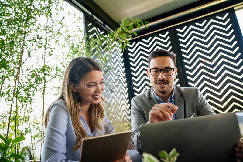 Business People Working, Having Fun and Chatting at Workplace Office ...