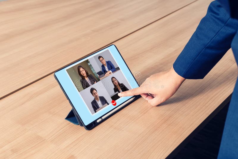 Business People Working from Home Having Online Group Videoconference ...