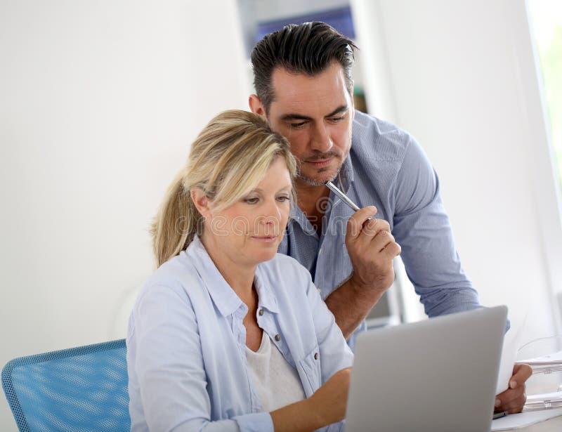 Business People Working on Laptop Stock Image - Image of adults ...