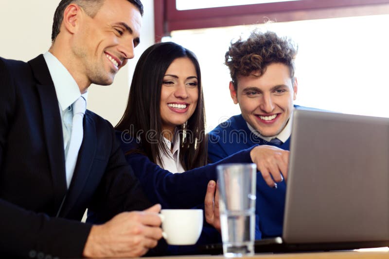 Business People Working on the Laptop Stock Image - Image of coffee ...