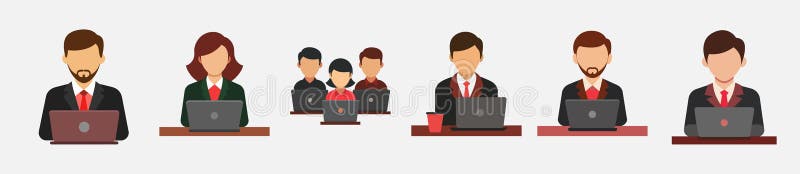 Business People Working on Laptops Office Stock Vector - Illustration ...
