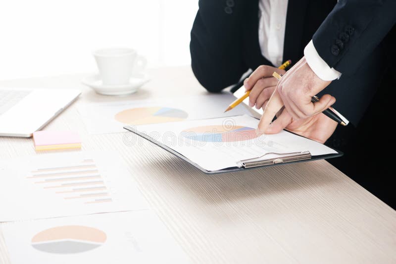 Business People Working at Meeting with Charts. Stock Image - Image of ...