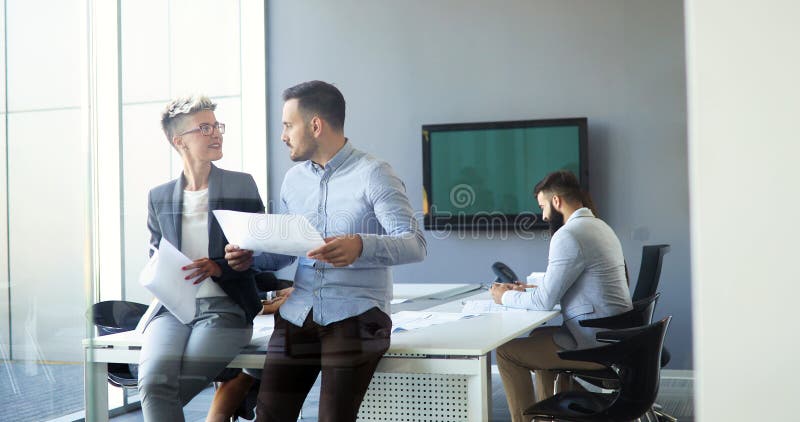 Business People Working at Modern Business Office Stock Image - Image ...