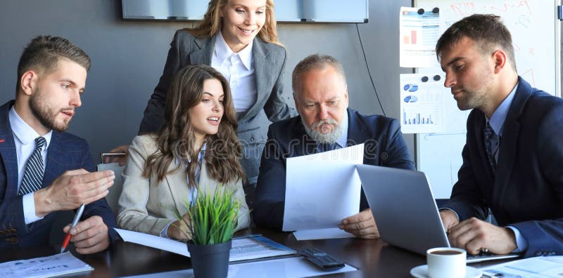 Business People Working on New Project at Modern Office. Stock Image ...
