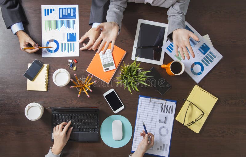Business People Working on an Office Desk Stock Image - Image of hand ...