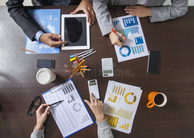 Business People Working on an Office Desk Stock Photo - Image of hand ...