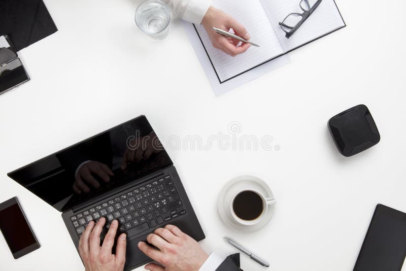 Business People Working at Office Desk Stock Photo - Image of laptop ...